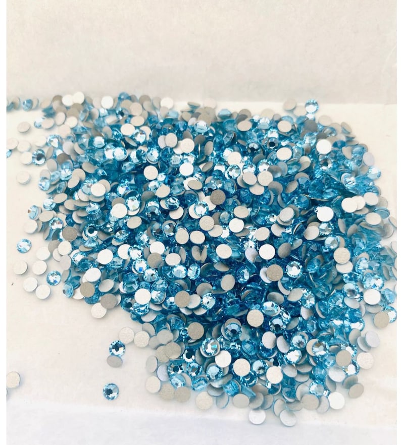 50pcs Tooth Gem Swarovski® Aquamarine Lead Free Ss12 Rhinestones Non ...