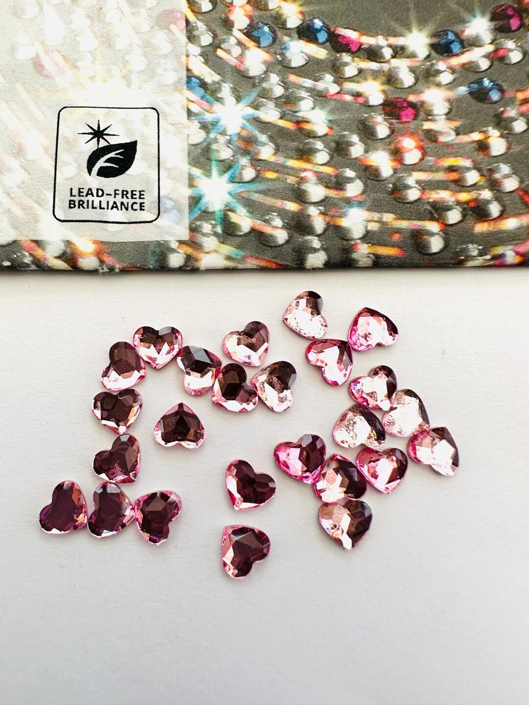 10pcs Preciosa Light Rose Crystal Heart Lead -free Gems Non Hotfix ...