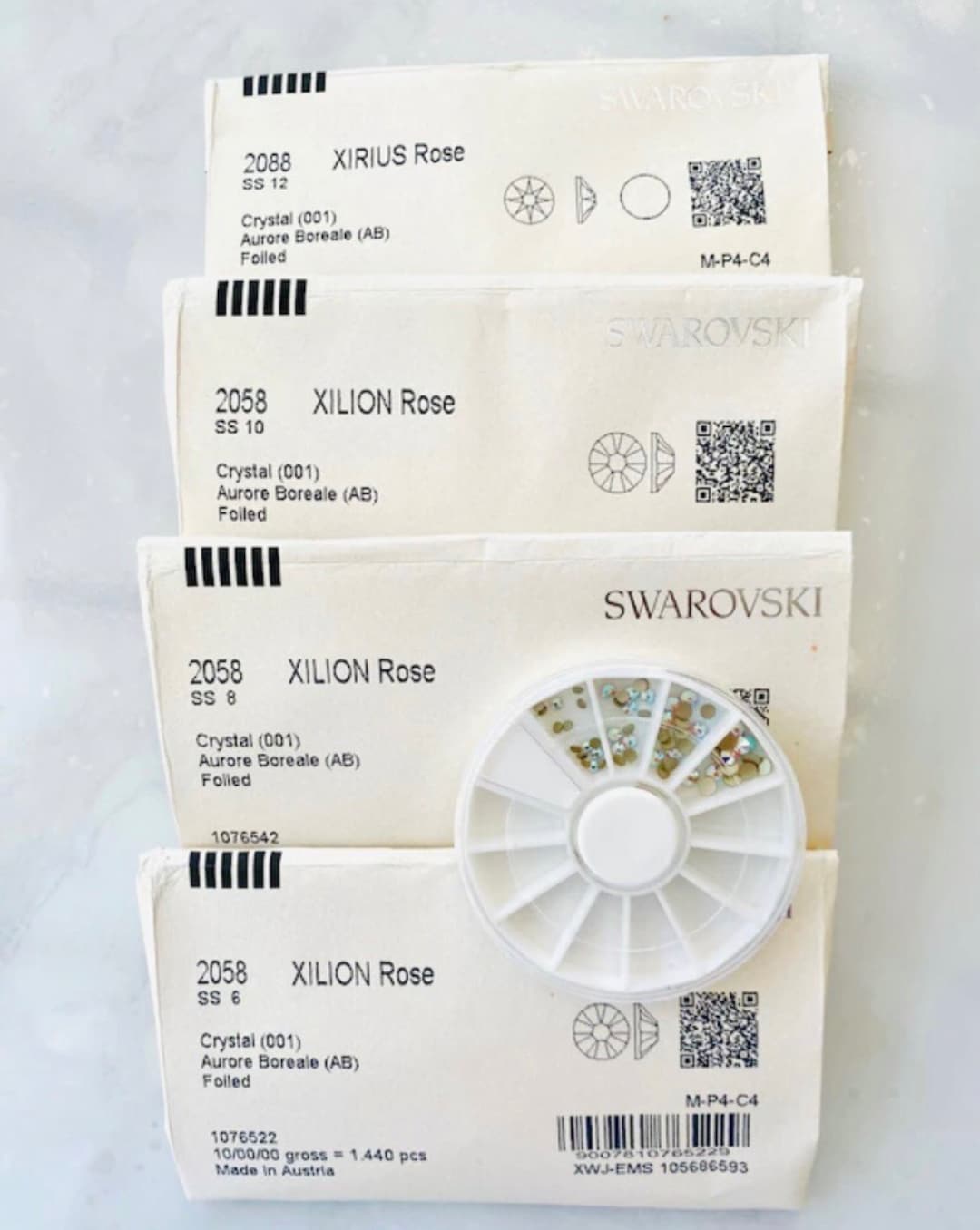 60pcs Mix Tooth Gem Wheel Swarovski® Lead Free AB Crystal Non Hotfix ...