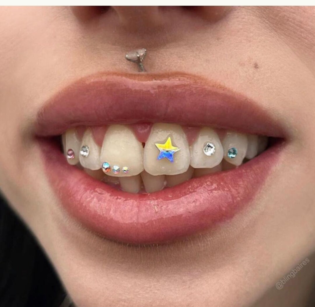 10pcs Tooth Gems Preciosa® Crystal AB STARS Non Hotfix Designs Foiled ...