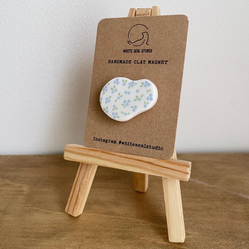 Clay Magnet - Flower Pattern Bean - Handmade - Polymer Clay - Fridge ...