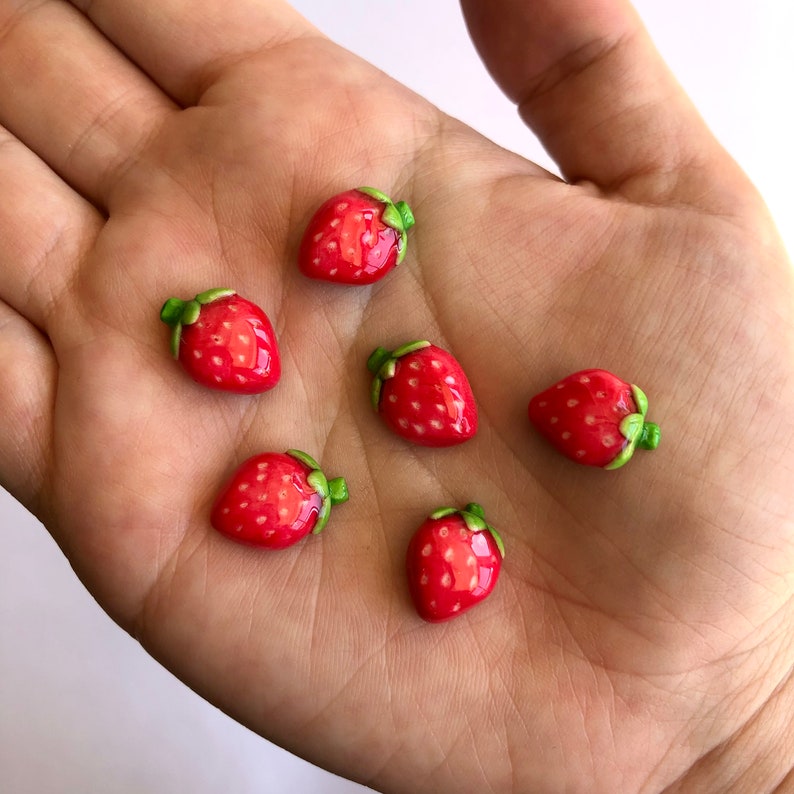 Mini Clay Magnet Set - Strawberry - Handmade - Polymer Clay - Fridge ...