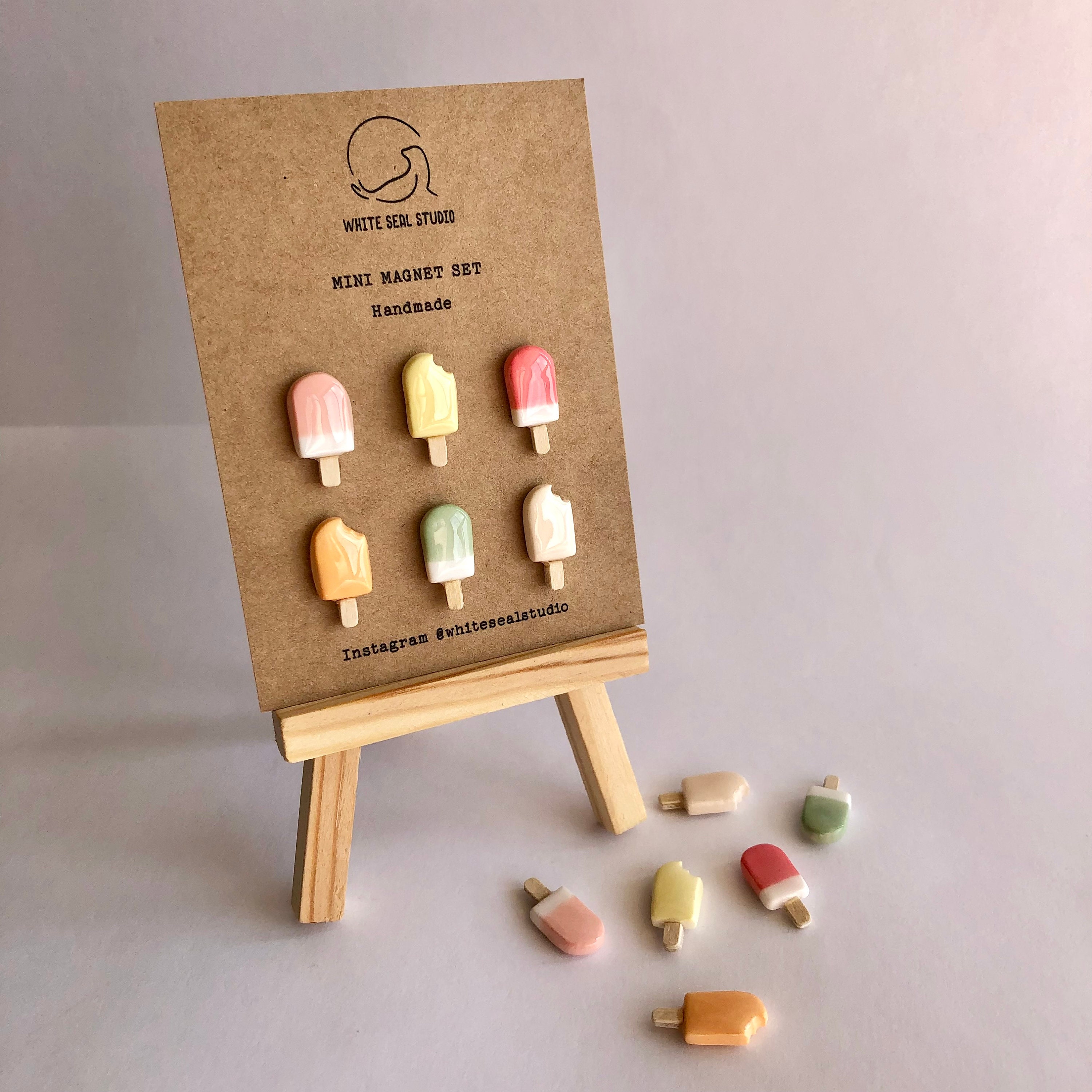 Mini Clay Magnet Set - Ice Cream Popsicle - Handmade - Polymer Clay ...