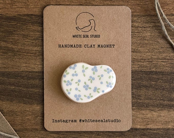 Clay Magnet - Flower Pattern Bean - Handmade - Polymer Clay - Fridge ...