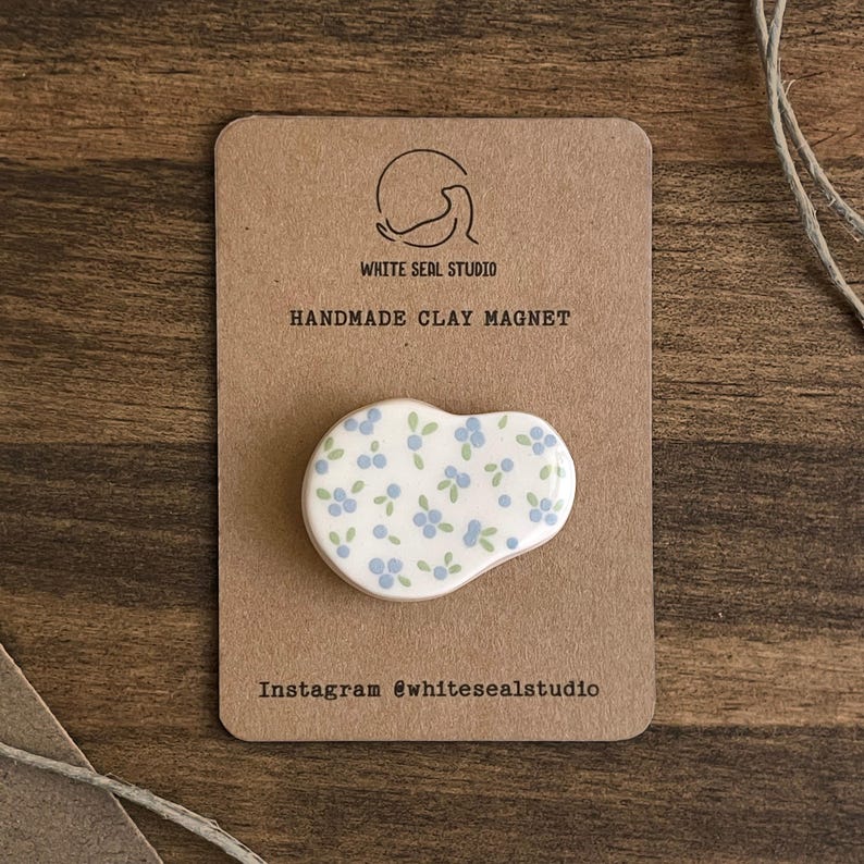 Clay Magnet - Flower Pattern Bean - Handmade - Polymer Clay - Fridge ...