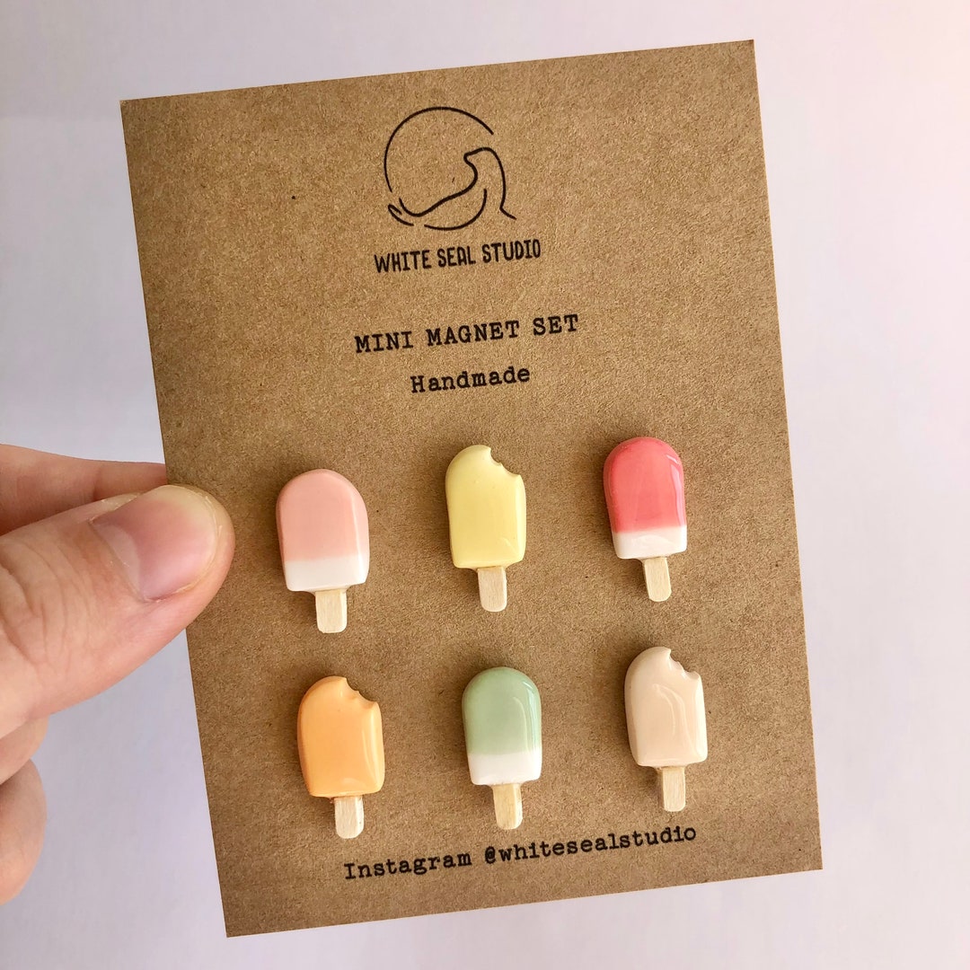 Mini Clay Magnet Set Ice Cream Popsicle Handmade Polymer Clay Fridge ...