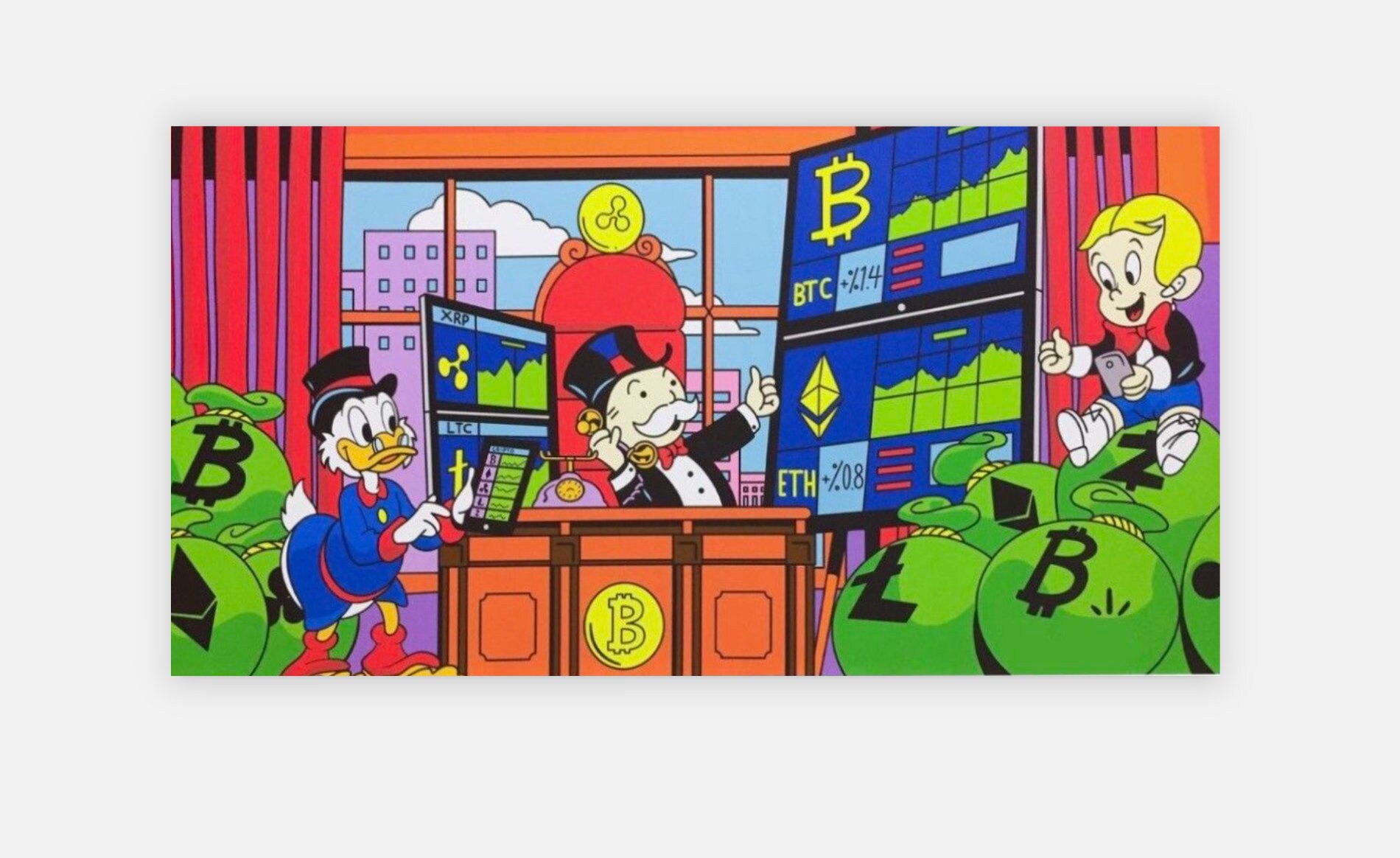 Money Monopoly Richie Rich Btc Comics Original Painting on Canvas - Etsy