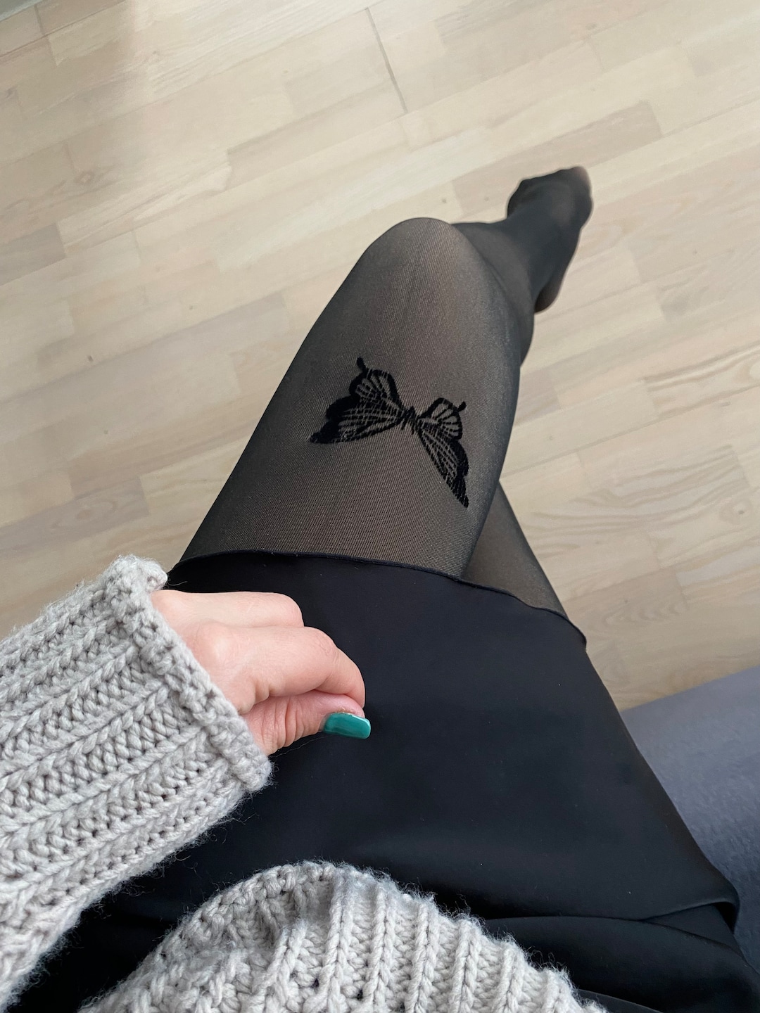 Gothic Style Butterfly Print Stockings for Girls New Design Women Goth ...