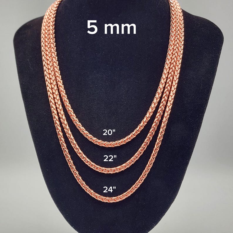 Pure Copper Dragon Bone Chain Necklace, 5mm Solid, 20