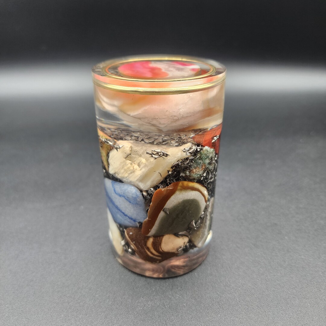 Handmade Cylinder Unique Orgonite, Loaded With Assorted Crystals. 3-7/8 ...