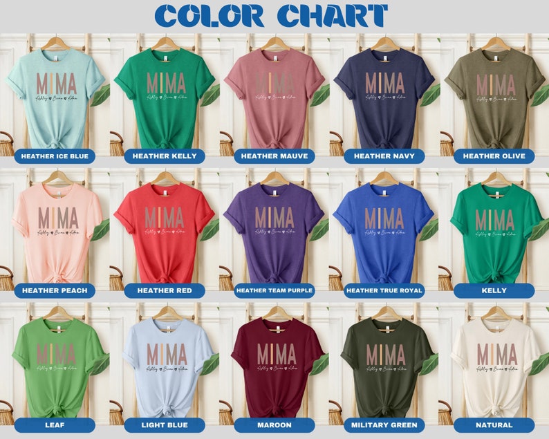 Personalized Mima & Grandkids T-shirt: Custom Kidnames Tee - Etsy