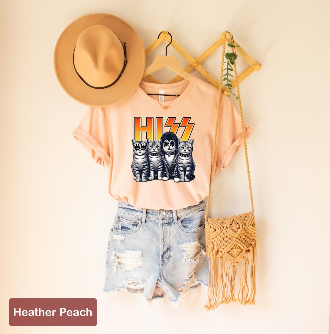 Hiss Cats T-shirt, Kittens Rock Shirt, Kiss Funny Parody T-shirt ...