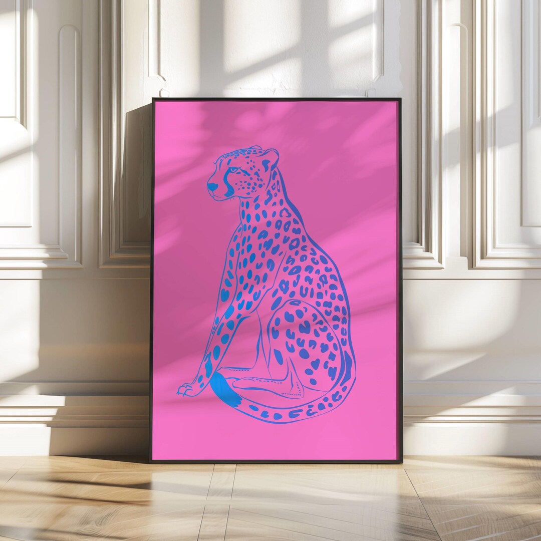 Pink Cheetah Poster, Preppy Wall Art, Printable Wall Art, Trendy Animal ...