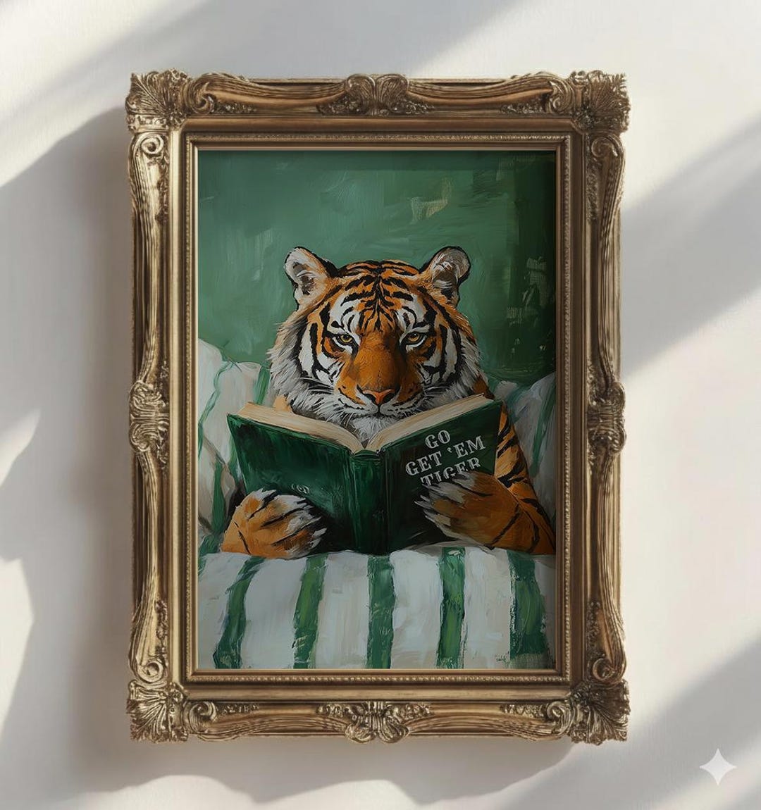 Motivational Tiger Reading Art Print: Humorous Animal Book Lover Decor ...