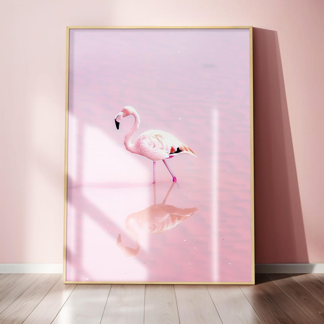Pink Flamingo Print Large Wall Art Flamingo Decor Tropical Wall Art ...