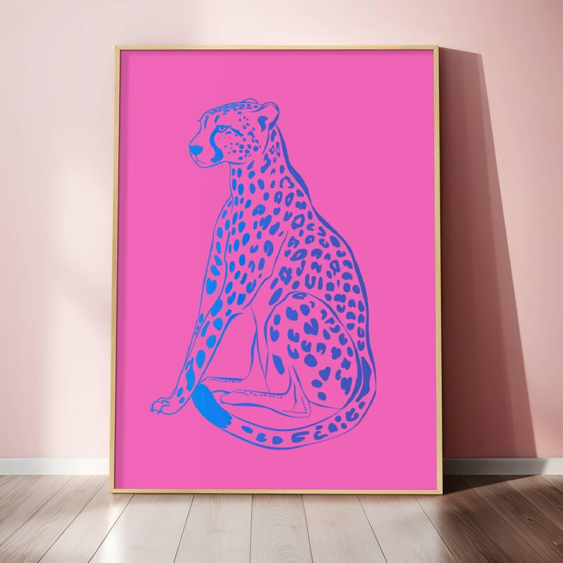 Pink Cheetah Poster, Preppy Wall Art, Printable Wall Art, Trendy Animal ...