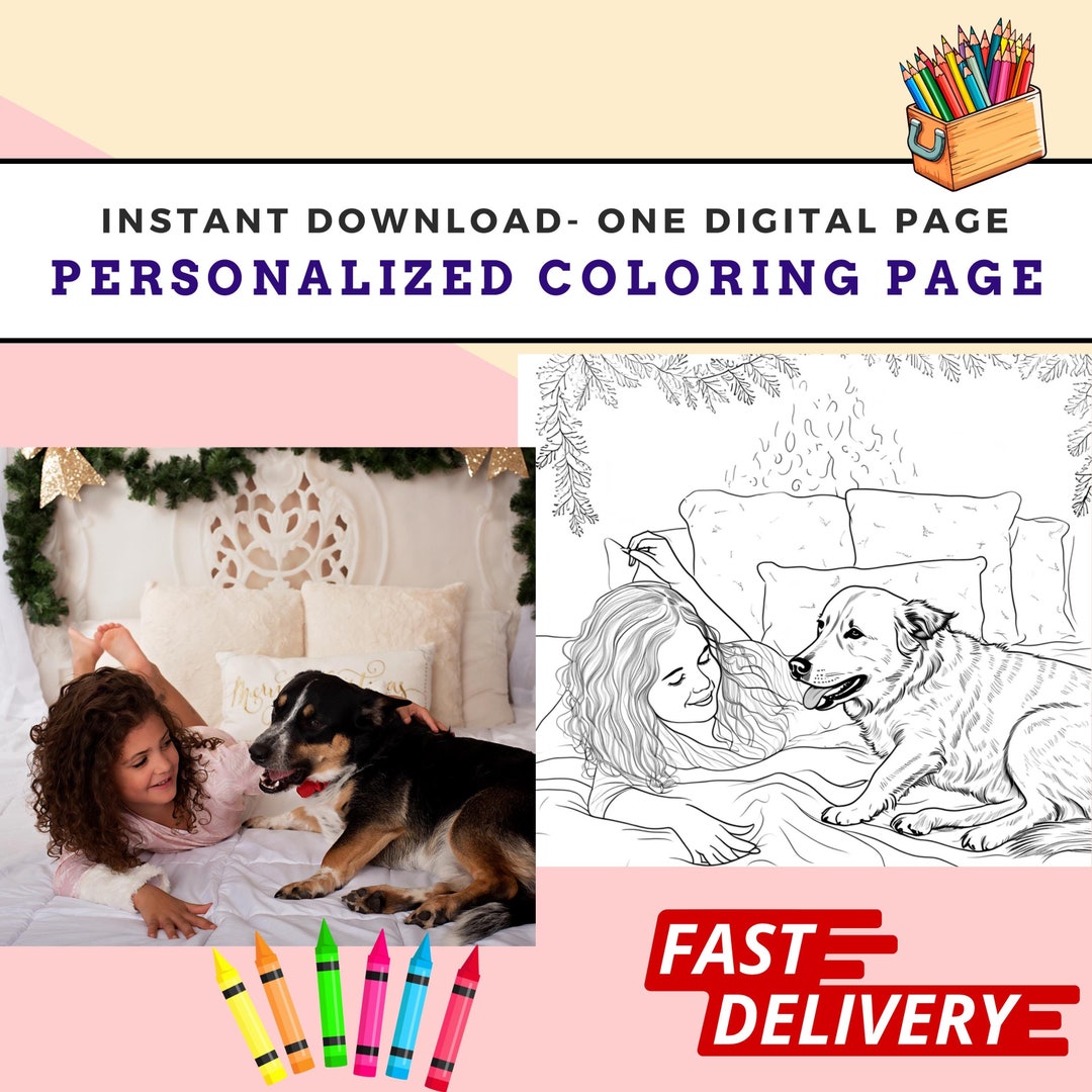 Custom Digital Coloring Pages Made From Your Photos. Perfect Gift for ...