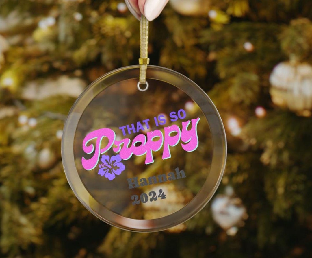 Preppy Glass Ornaments, Personalized Christmas Tree Decoration, Holiday ...