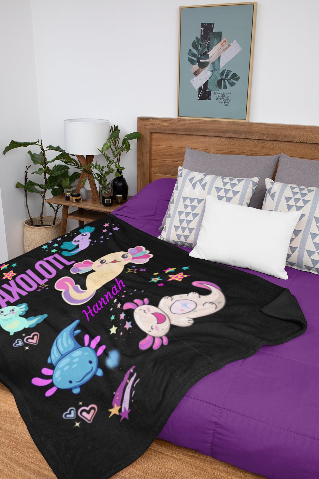 Personalized Axolotl Plush Fleece Blanket in a Generous 50x60 Size - Etsy