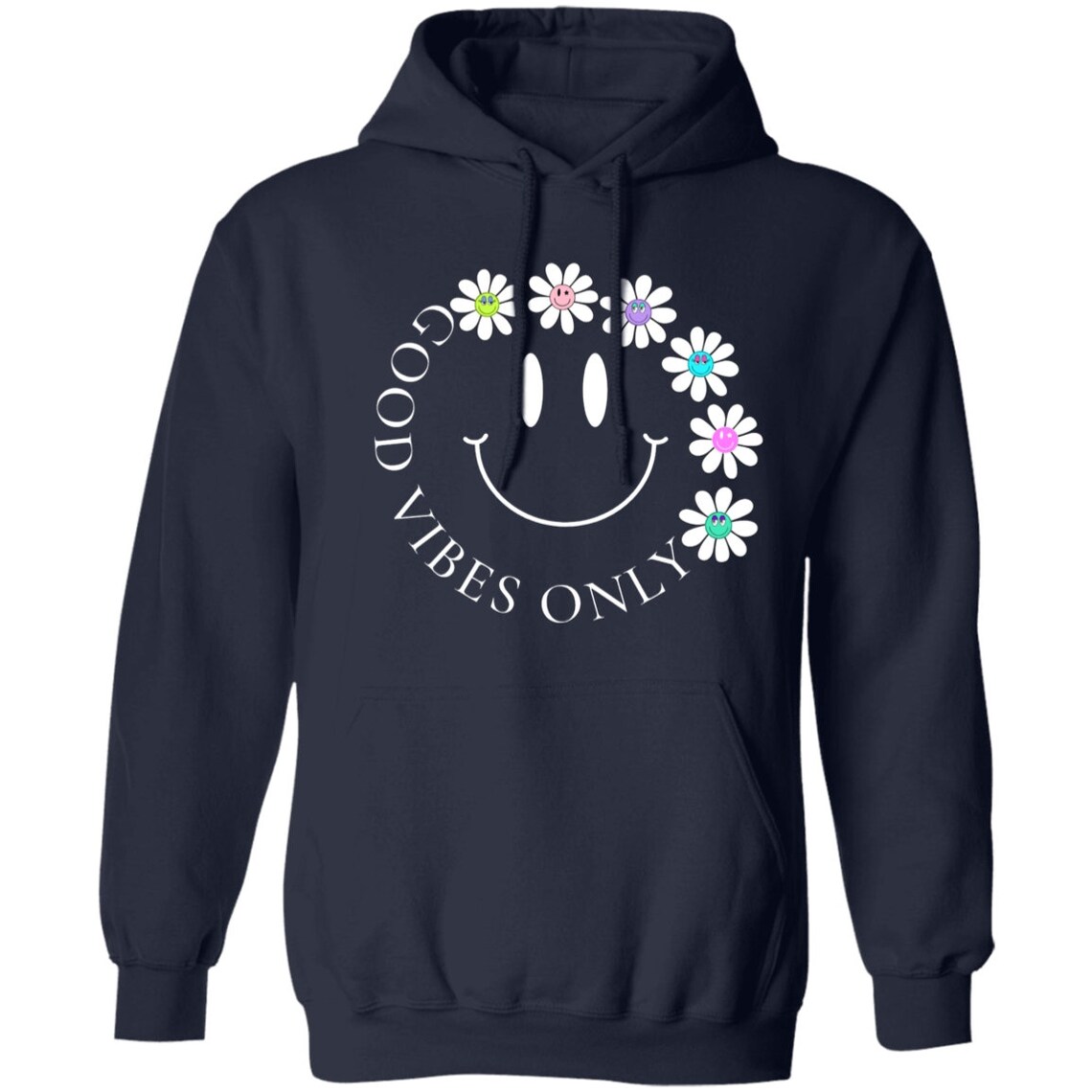 Preppy Aesthetic Good Vibes Smiley Face Pullover Hoodie - Etsy