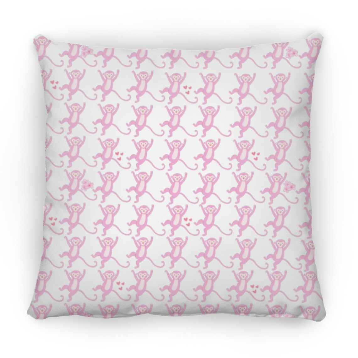 Monkey Pink Square Pillow-cute Preppy Animal Print - Etsy