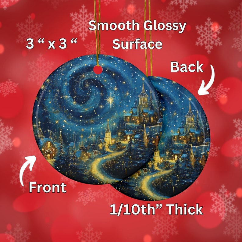 Christmas 2024 Ornament, Round Ceramic Decoration,both Sides Printed ...