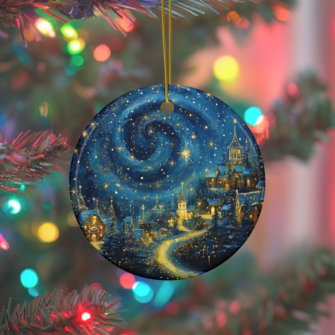 Christmas 2024 Ornament, Round Ceramic Decoration,both Sides Printed ...