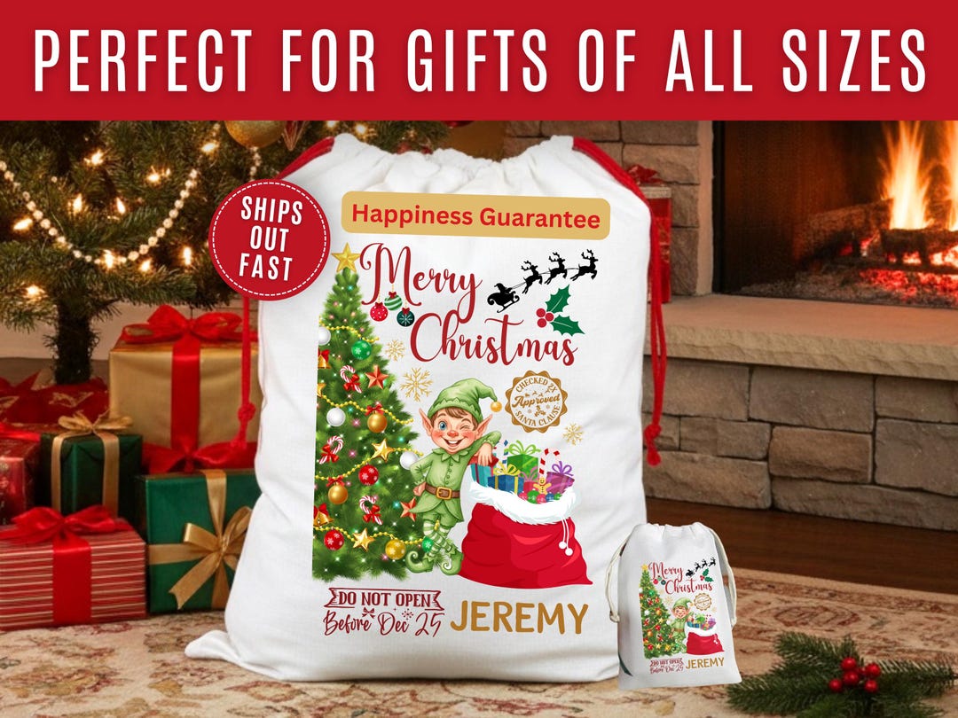 Personalized Merry Christmas Elf Bag, Personalized Merry Christmas Elf ...