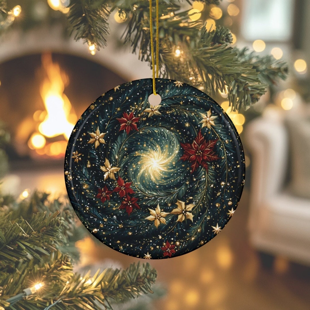 Christmas 2024 Ornament, Round Ceramic Christmas Decoration, Both Sides ...