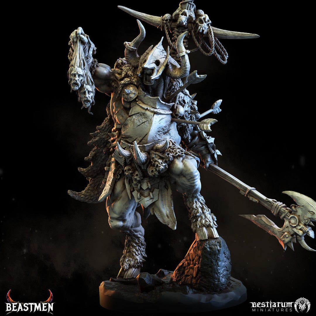Grimscar the Beastlord Beastmen Bestiarum Miniatures D&D Wargaming Dnd ...