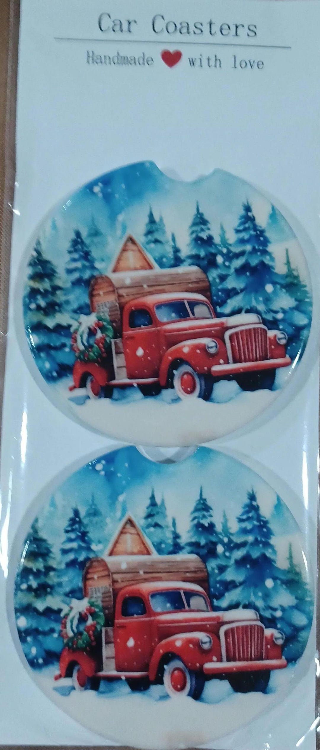 CC Truck Red Handmade Ceramic Car Coaster Pair. - Etsy
