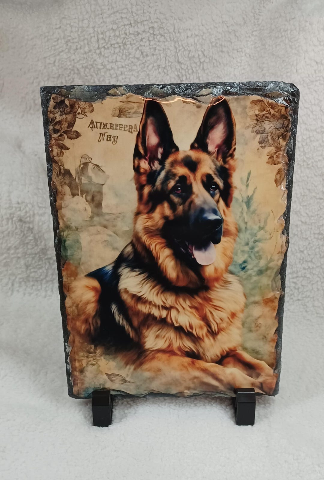 Decorative Slate Dog - German Shepherd, Photo Rock Slate, Rock Slate ...