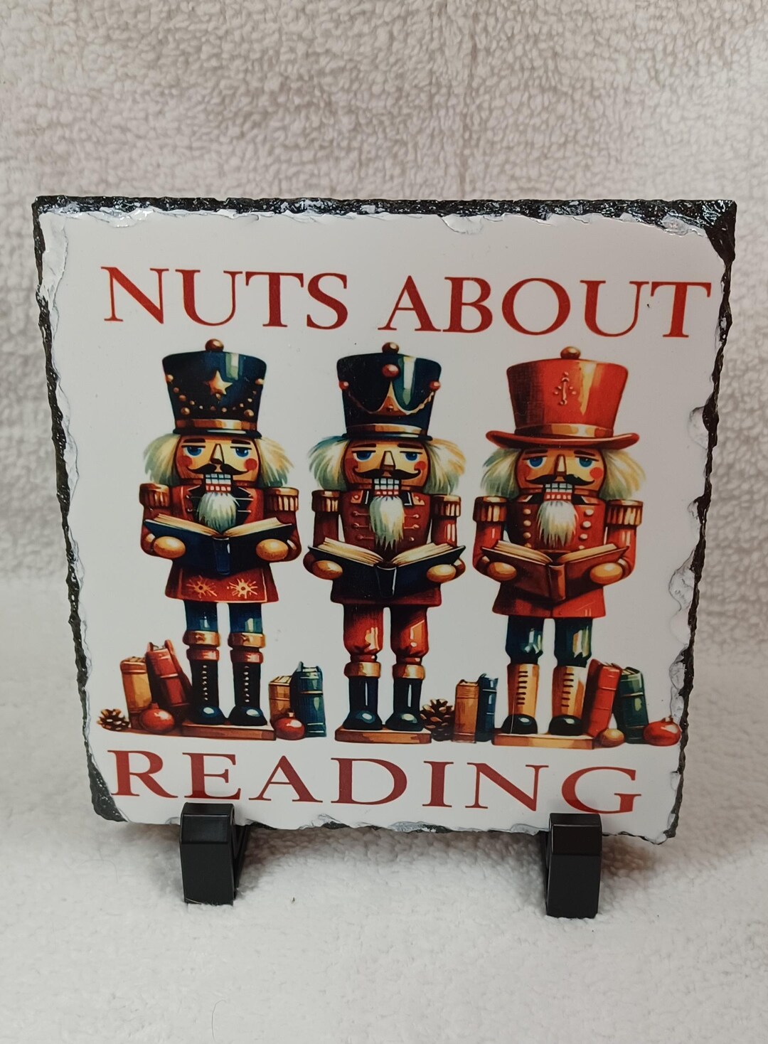 Decorative Slate Nutcracker Trio Reading, Photo Rock Slate, Rock Slate ...