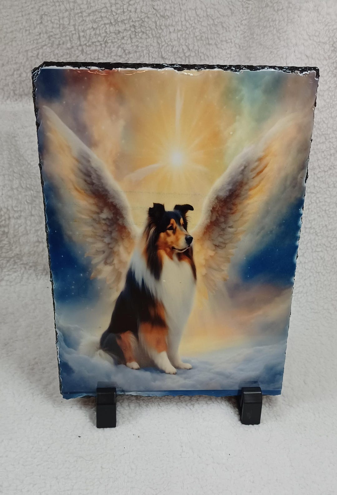 Decorative Slate Dog - Collie Angel, Photo Rock Slate, Rock Slate, Gift ...