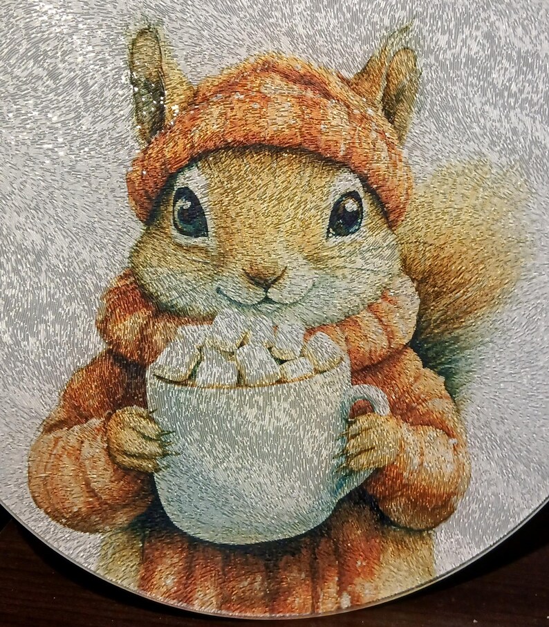 CBR Squirrel With Hot Cocoa Glass Cutting Board. Tempered Glass ...