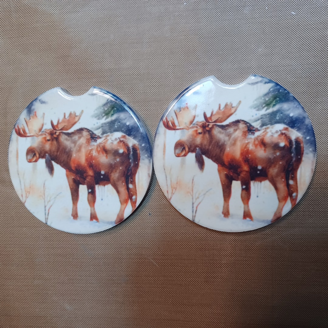 Moose Full Body Car Coaster Pair - Etsy