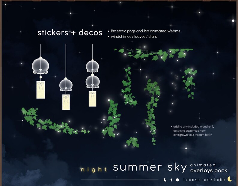 Night Summer Sky OVERLAYS Pack | ANIMATED + Static | Twitch Youtube ...