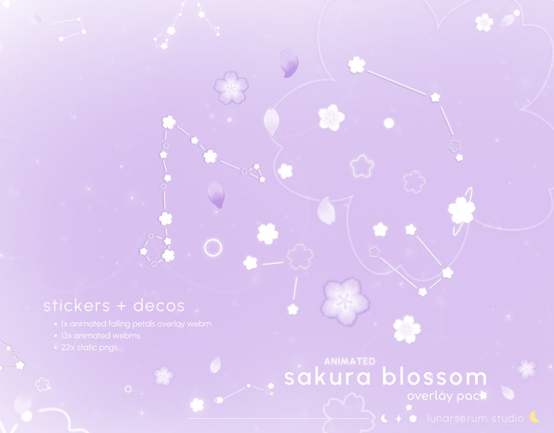 ANIMATED Purple Sakura Blossom Overlays Pack Twitch Youtube Overlays ...