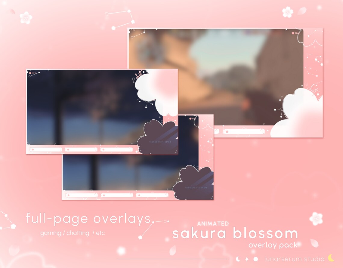 Pink Sakura Blossom Stream Overlays Pack Twitch, Youtube - Etsy