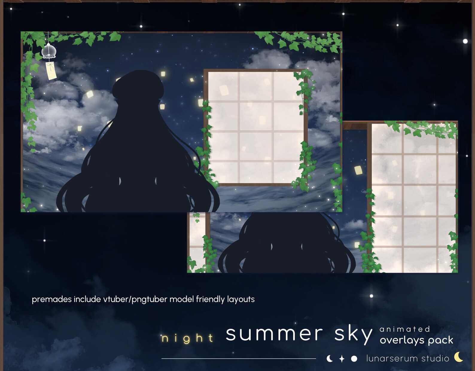 Night Summer Sky OVERLAYS Pack | ANIMATED + Static | Twitch Youtube ...