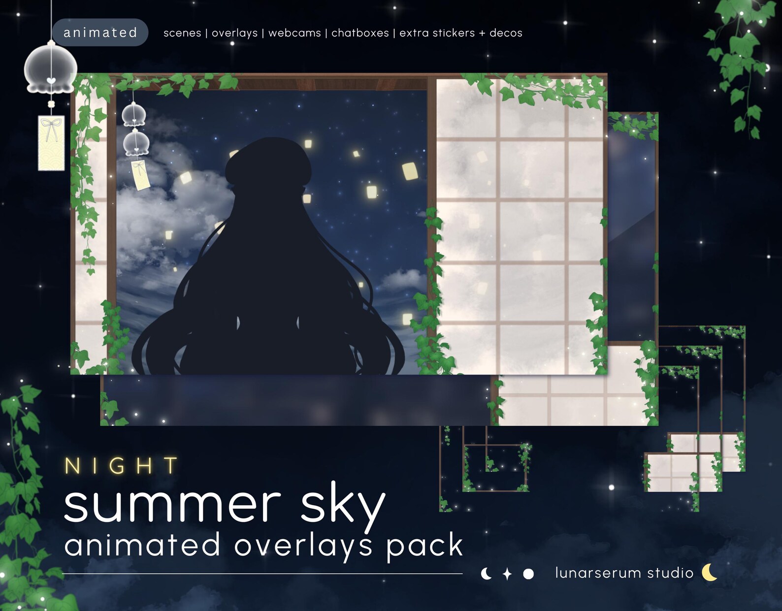 Night Summer Sky OVERLAYS Pack | ANIMATED + Static | Twitch Youtube ...
