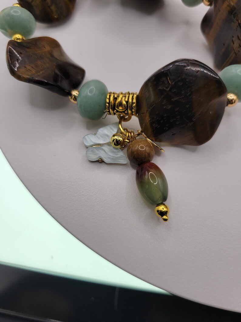 Carved Tiger Eye With Shou Yen Jade and Butterfly - Etsy