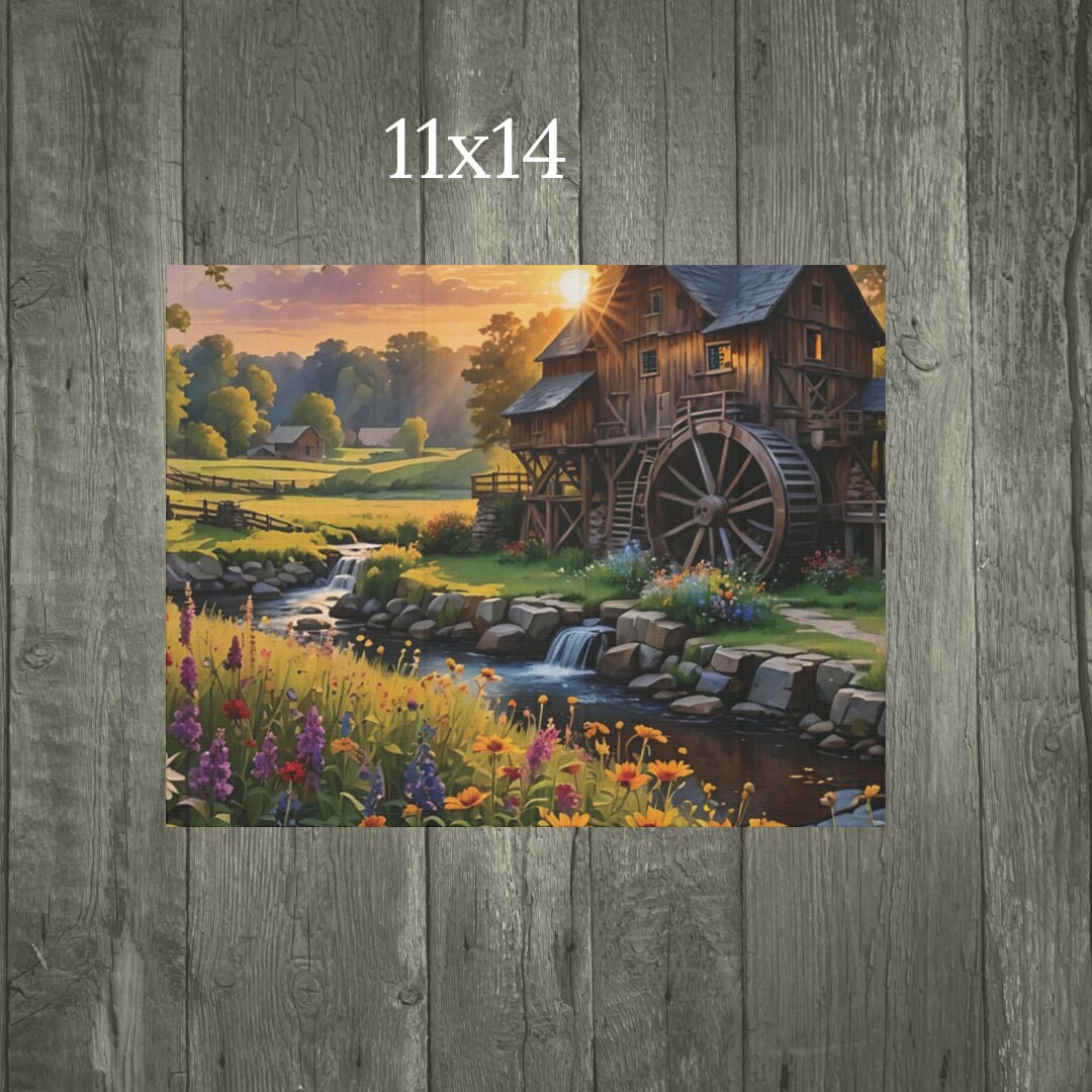 Watermill Canvas, Landscape Gallery Art, Beautiful Image, Living Room ...