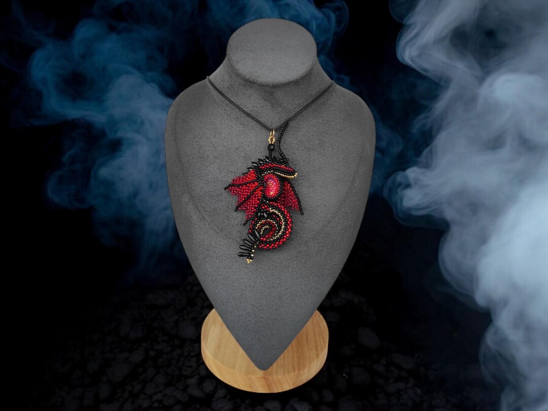 Red Dragon Necklace With Golden-red Dragon Egg and Wings and 14k Golden ...