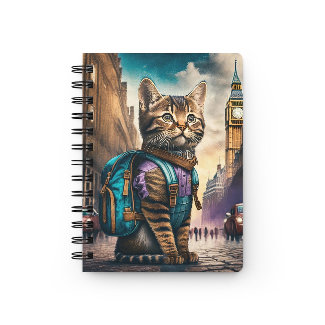 Ziggy | Spiral Notebook With Cat and Travel Quote | Ruled Line Notepad ...