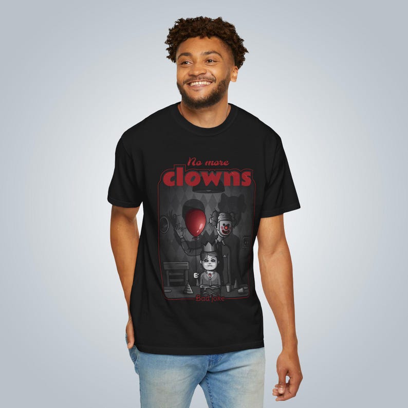 Evil Clown T-shirt, Scary Art Graphic Tee, Horror Fan Gift, Red Balloon ...