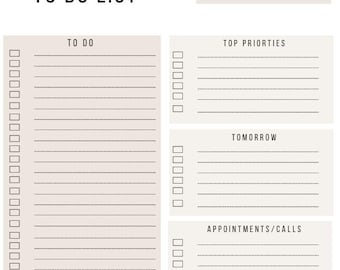 Printable Minimalist to Do List Pack | Simple Daily Planner | Editable ...