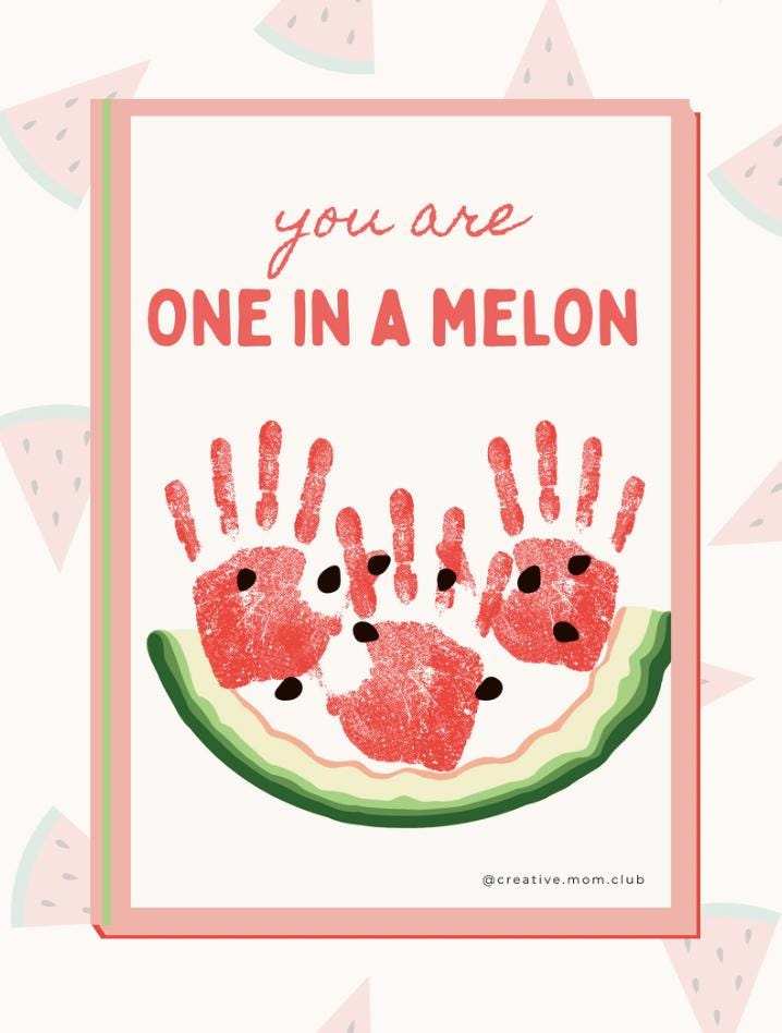 One in a Melon Handprint Craft Printable –cute Summer Keepsake for Kids ...