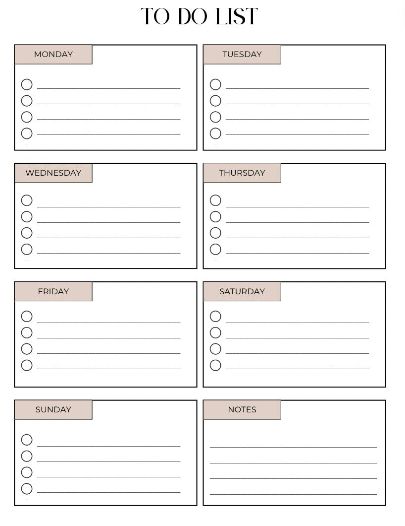 Printable to Do List, Daily, Weekly To-do Pdf Planner Checklist ...