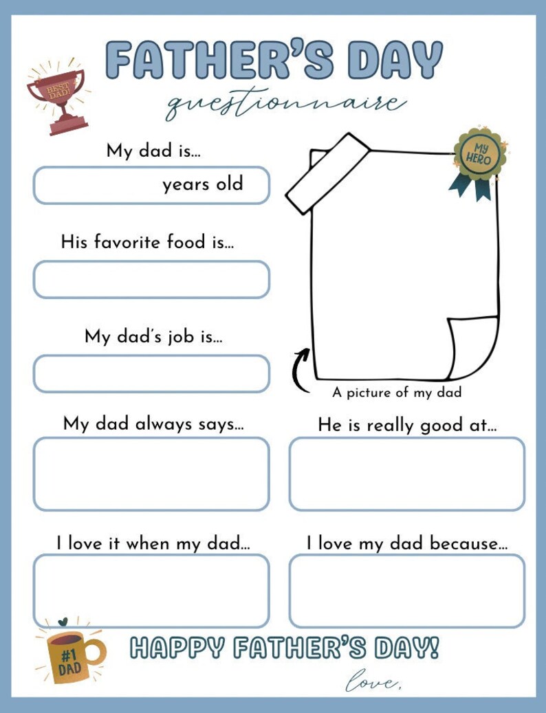 All About My Dad Printable, Fathers Day Gift From Kids Interview, Dad ...